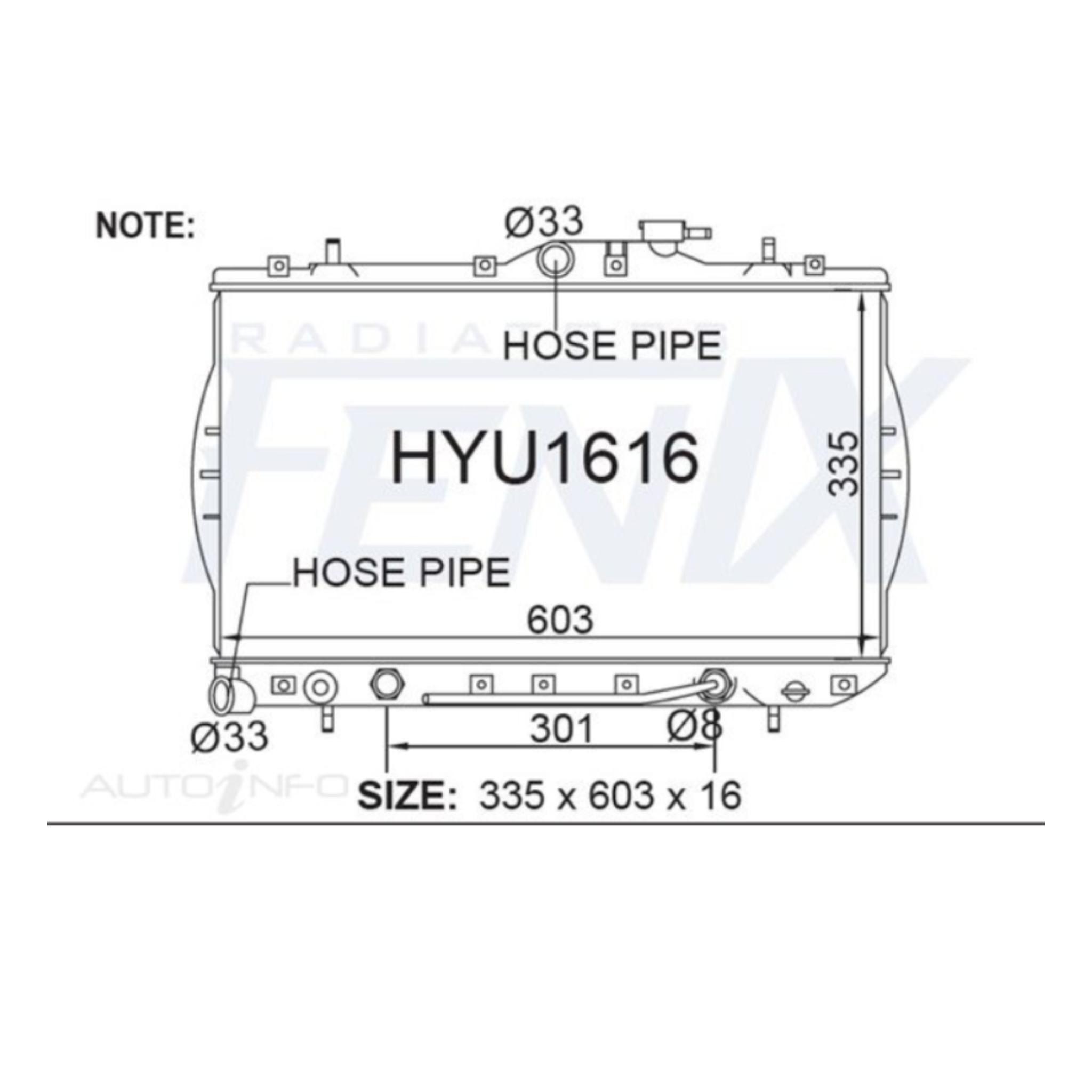 Hyundai Excel 1.5l Fenix Radiator HYU1616-PA16A