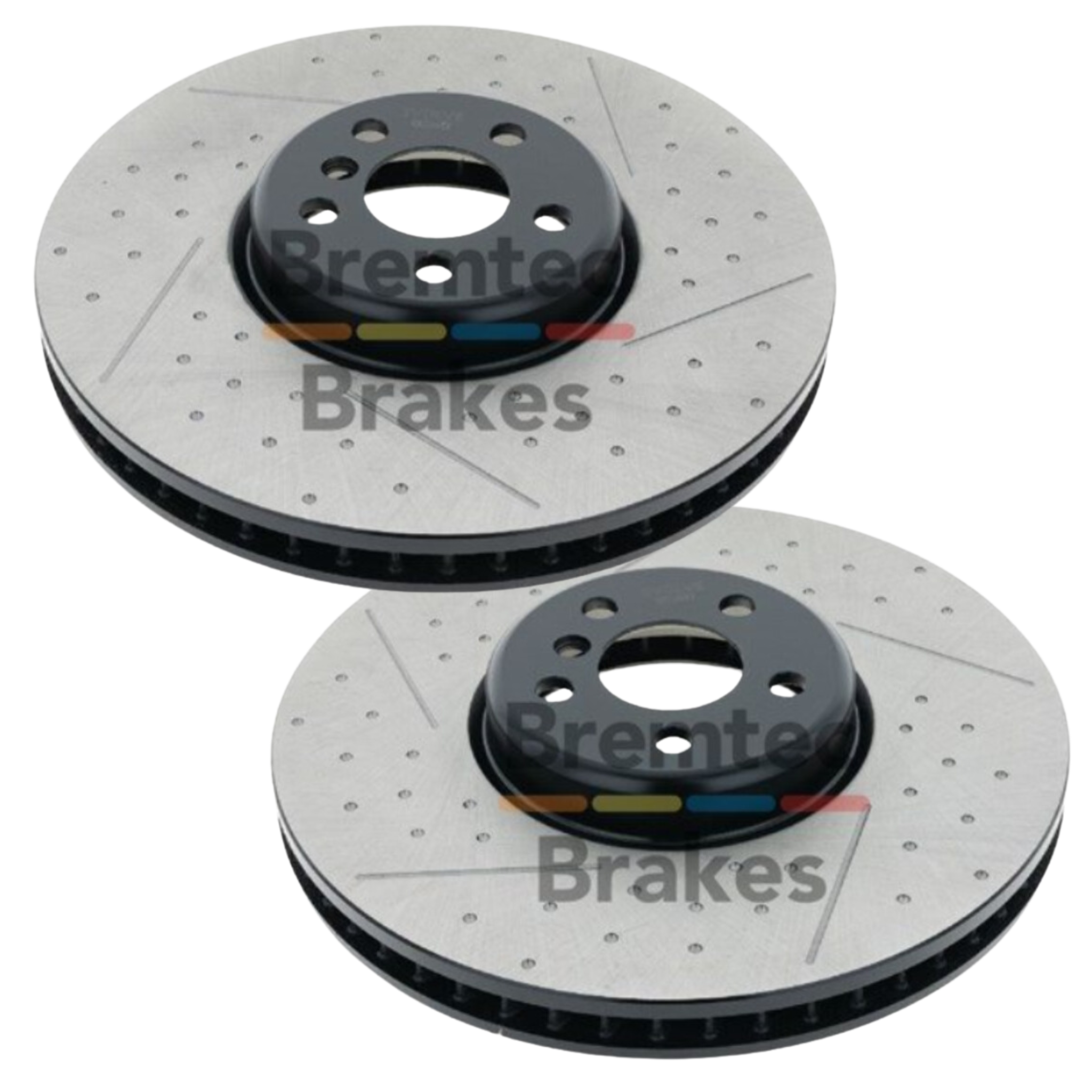BMW Front Euro Brake Rotor Discs 374mm M-Sport Dimpled Slotted High Pe