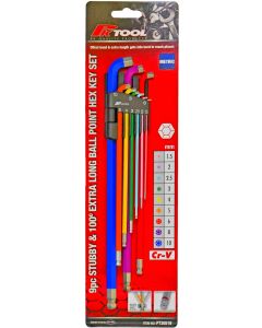 Pro-Kit Hex Key Set - Stubby Head & 100 deg Extra Long Ball Point - 9